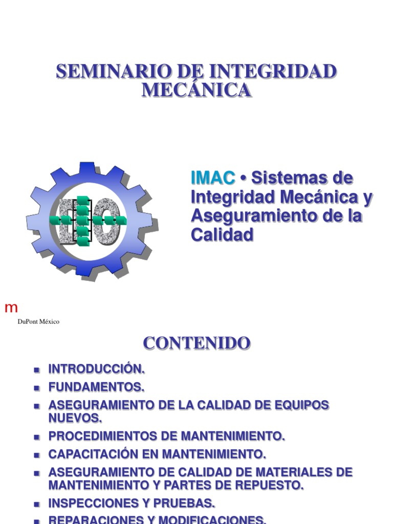 Presentación Integridad Mecánica | PDF | Ingeniería | Business