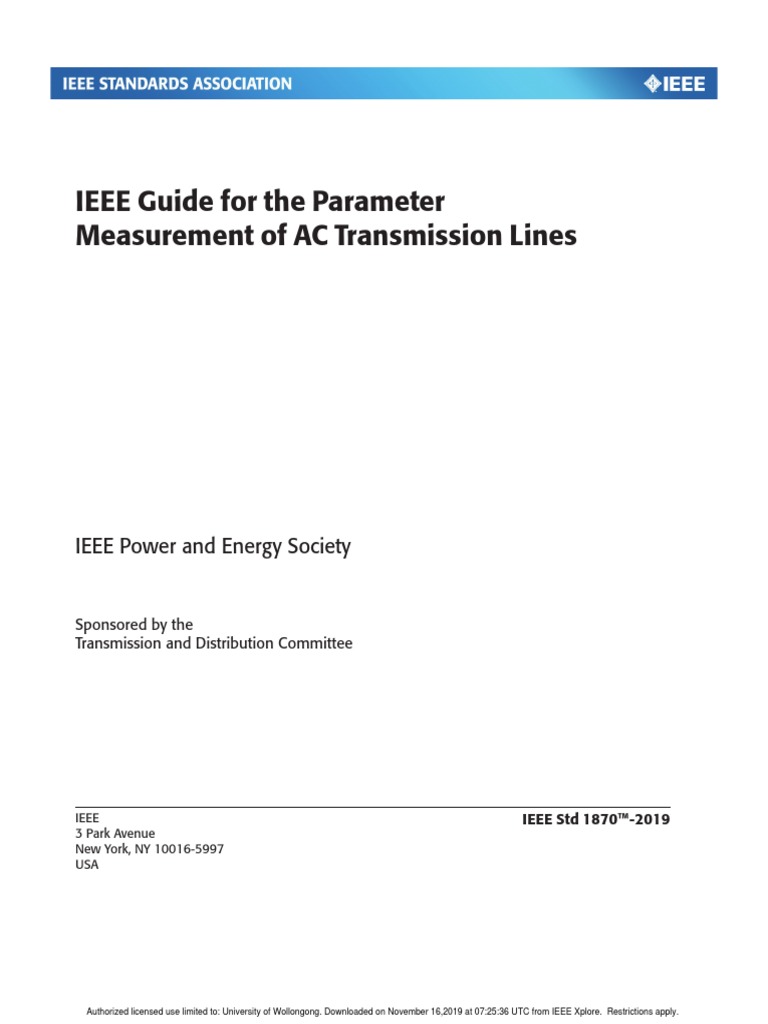 Ieee Guide For The Parameter Measurement of Ac Transmission Line PDF | PDF | Electrical ...