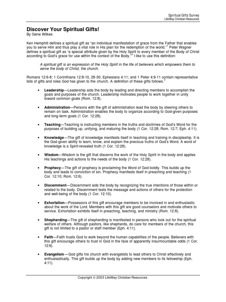 Spiritual Gifts List | PDF | Spiritual Gift | Christian Church