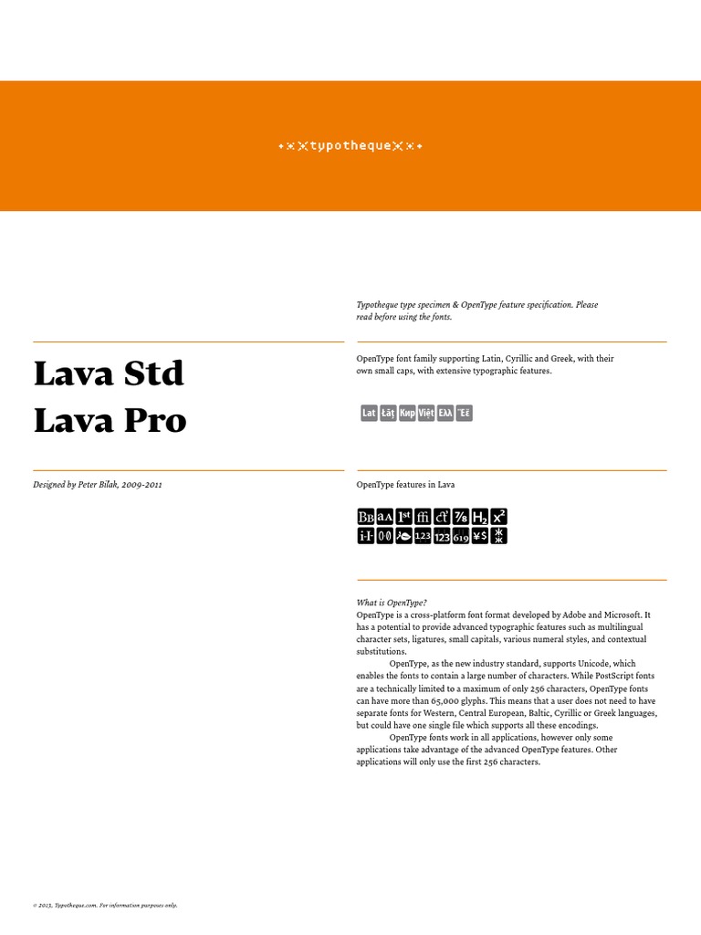 Lava Type Specimen | PDF | Typefaces | Typography
