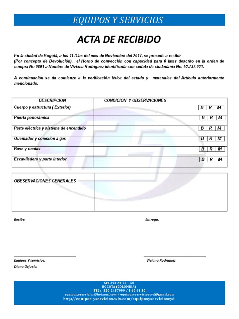 Acta de Recibido | PDF