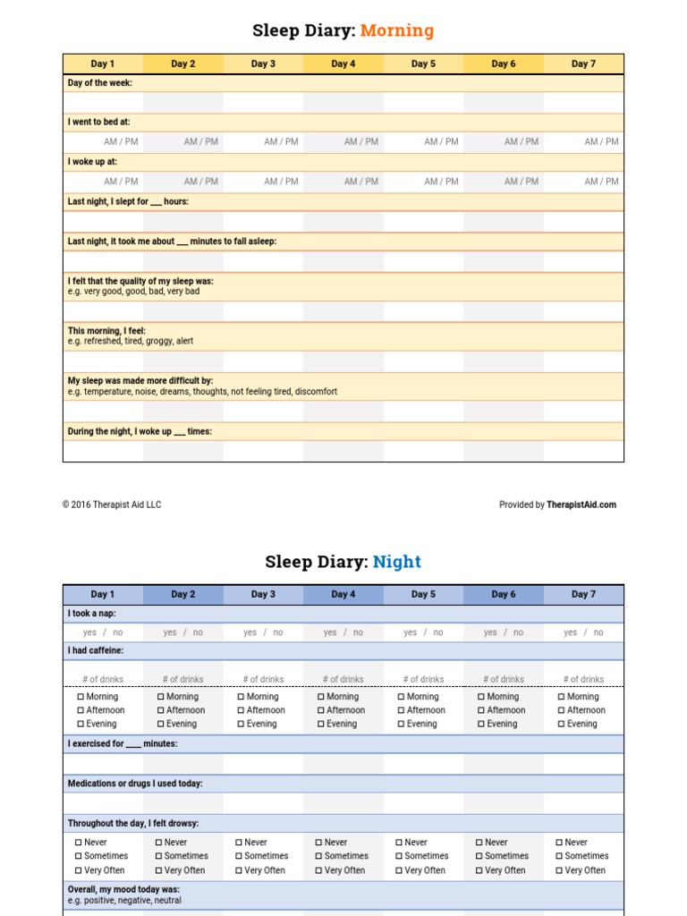 Sleep Diary | PDF | Sleep | Determinants Of Health