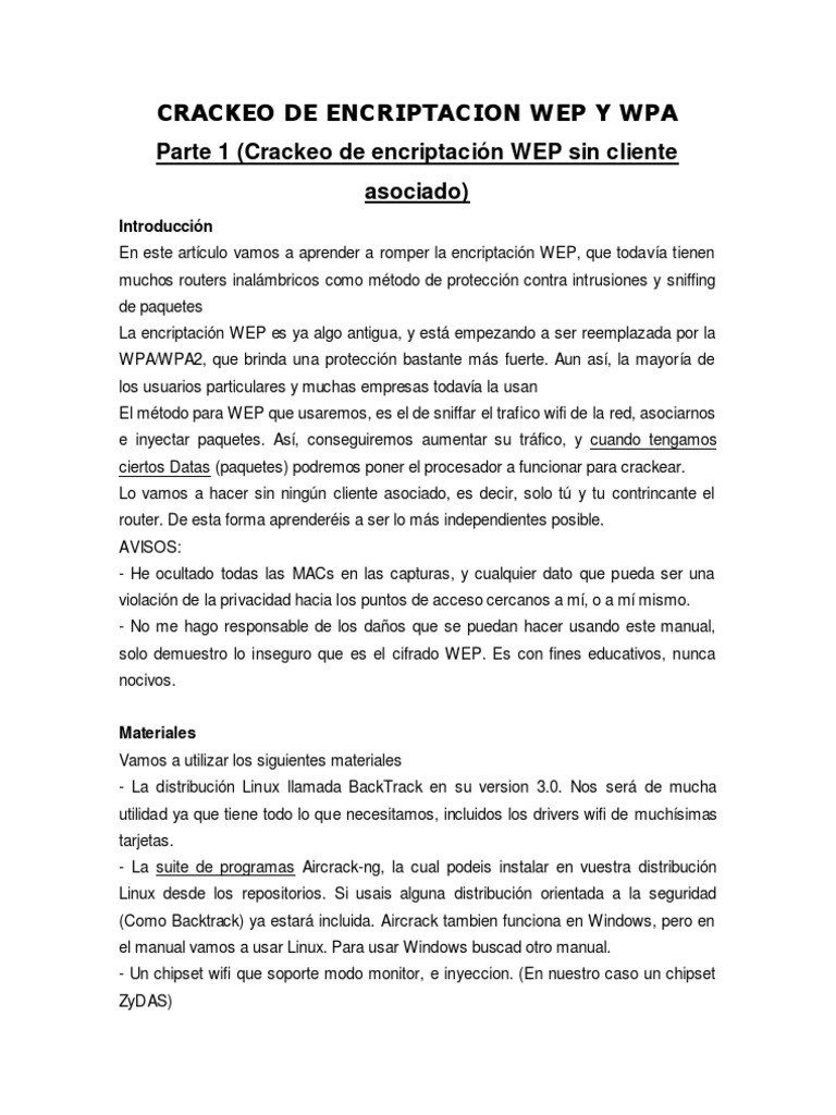 Crackeo de Encriptacion Wep y Wpa | PDF | Enrutador (Computación) | La ...