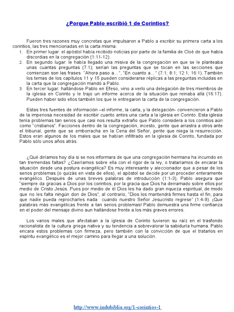 Porque Pablo Escribio 1 Corintios | PDF | Pablo el apóstol | Dios