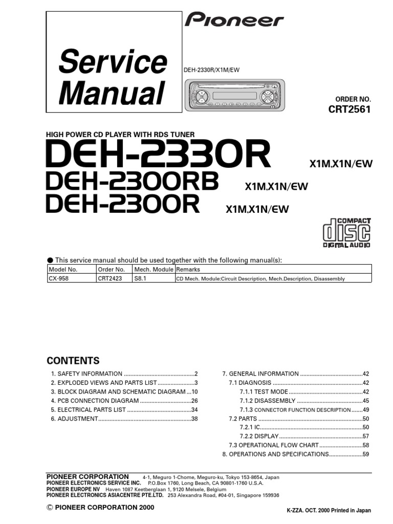 Pioneer Deh-2330r, 2300RB, 2300R | PDF | Electrical Connector | Laser