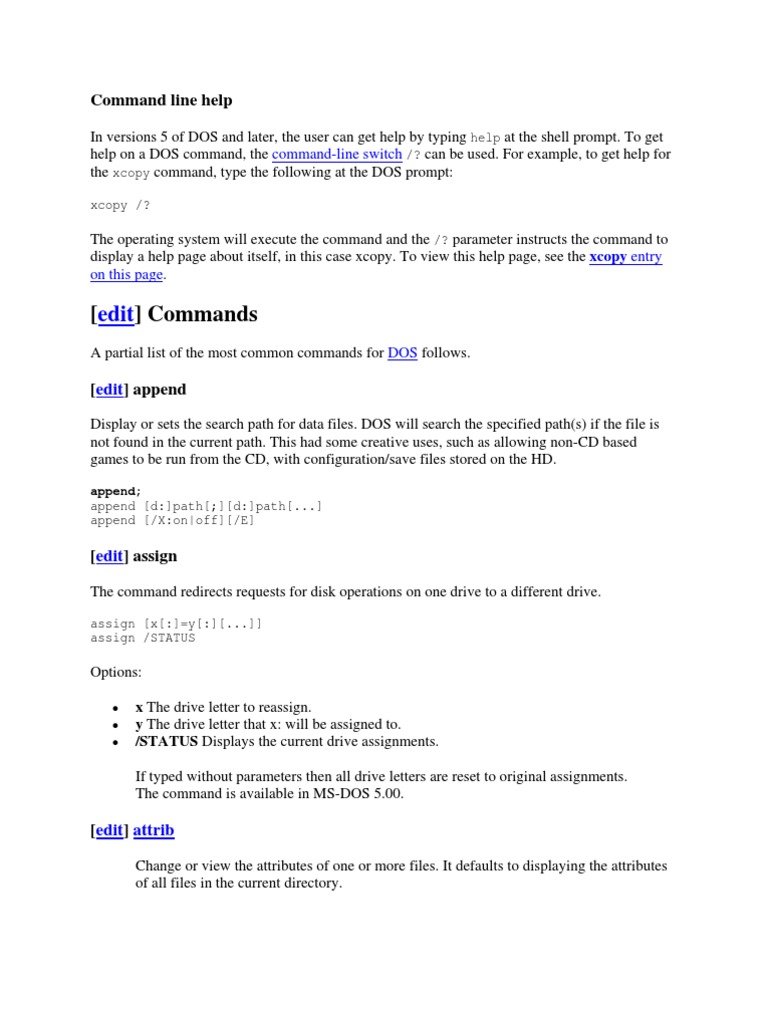 Command Line Help | PDF | Dos | Command Line Interface