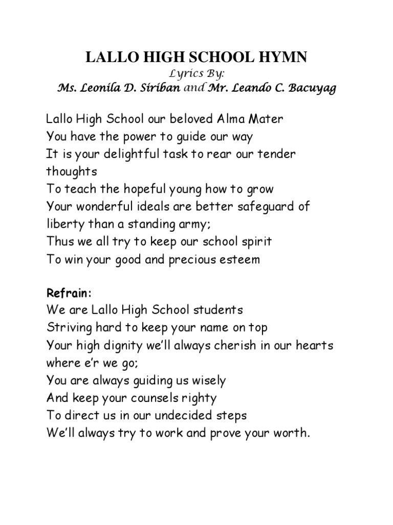 Lallo High School Hymn | PDF
