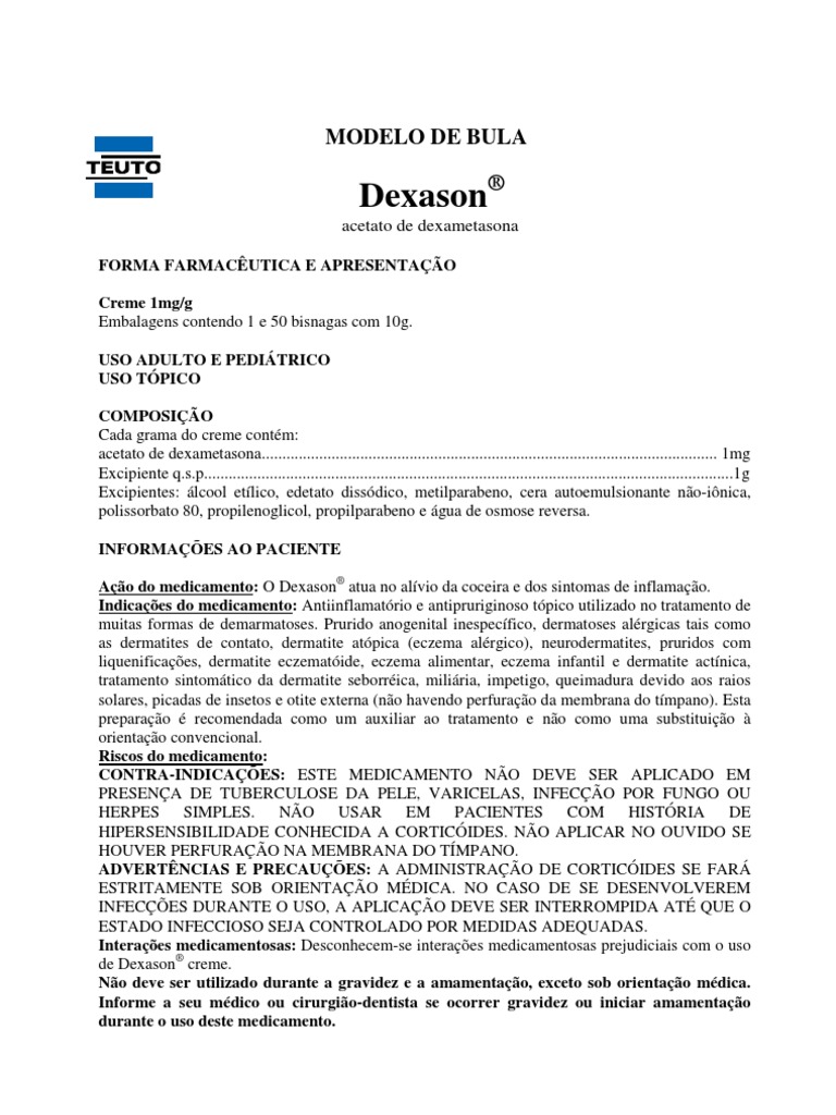 Bula Dexason | PDF | Dermatite | Especialidades médicas