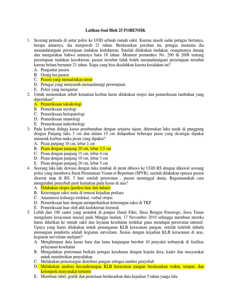 Latihan Soal Blok 25 Forensik-Dikonversi | PDF