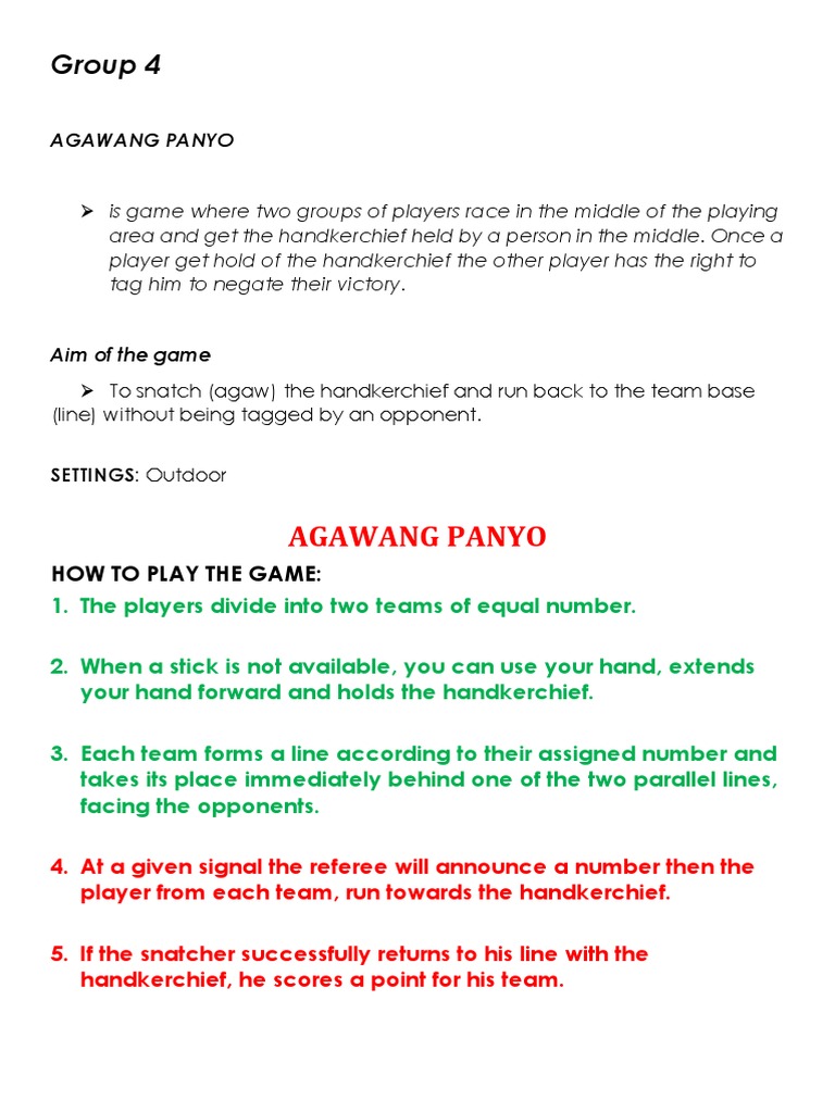 Agawang Panyo Rules | PDF