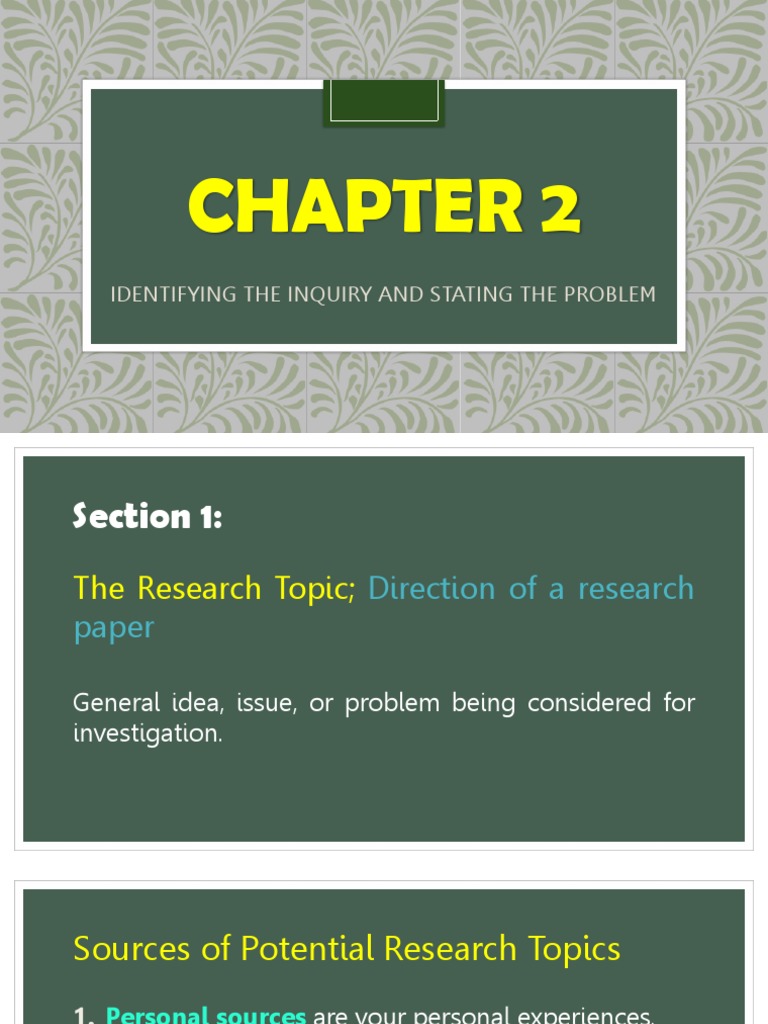 Sources of Potential Research Topics | PDF | Science