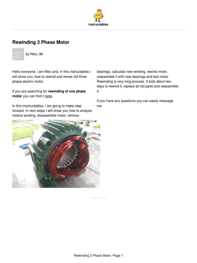 Rewinding 3 Phase | PDF | Electric Motor | Electrical Equipment