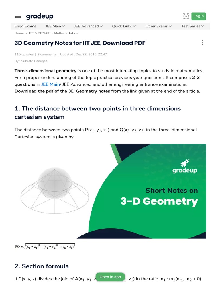 3D Geometry Formulas | PDF | Line (Geometry) | Plane (Geometry)