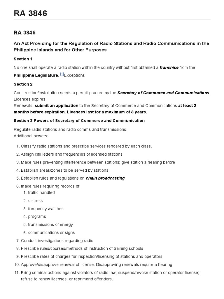 Ra 3846 PDF | PDF | Radio Broadcasting | Radio