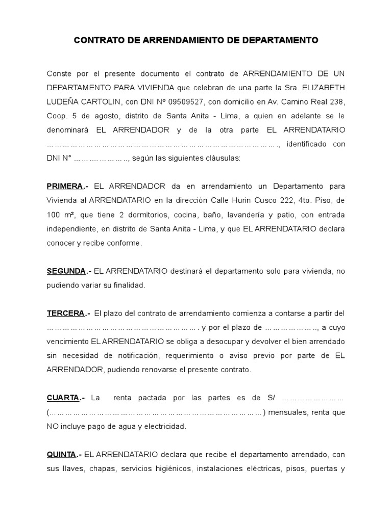 CONTRATO-DE-DEPA-modelo 2 | PDF | Alquiler | Business