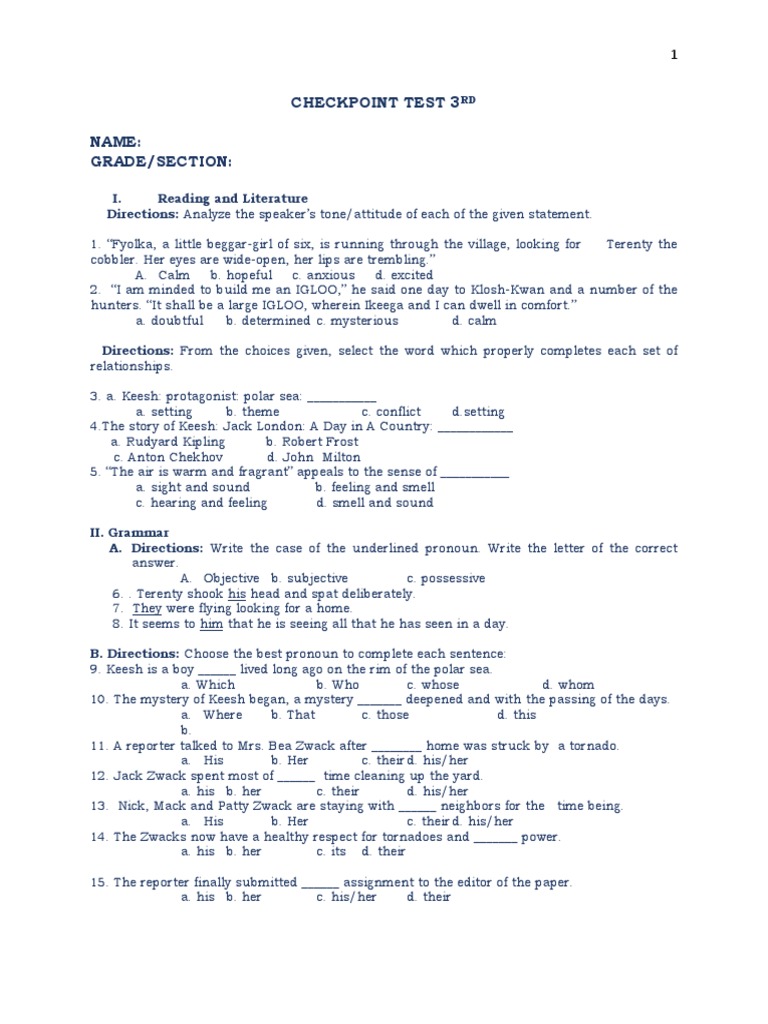 Checkpoint Test 3RD | PDF