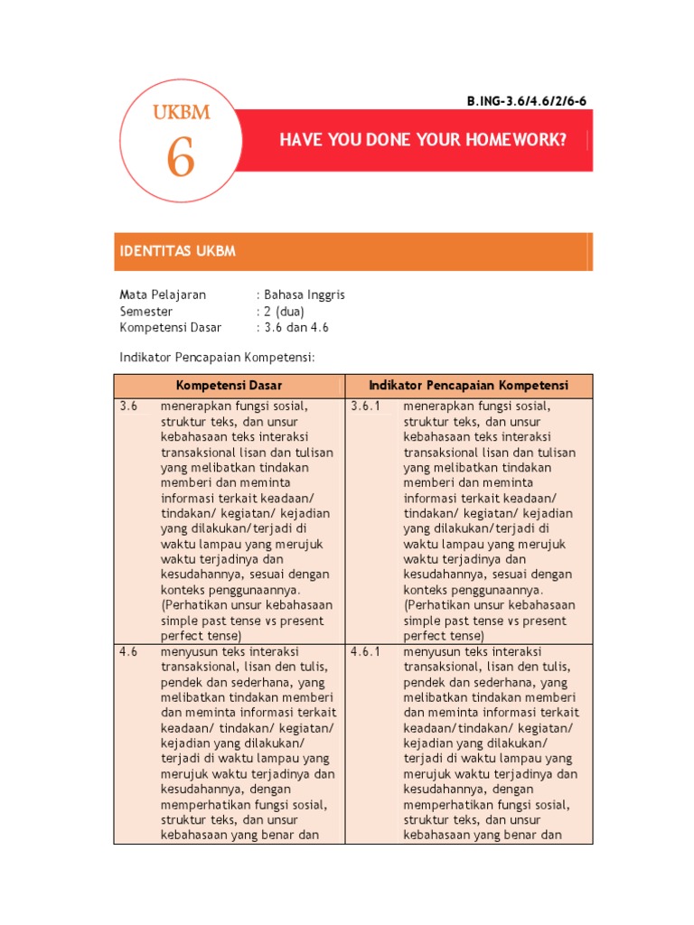 UKBM 6 B-ING Kelas X | PDF | Seni & Disiplin Bahasa