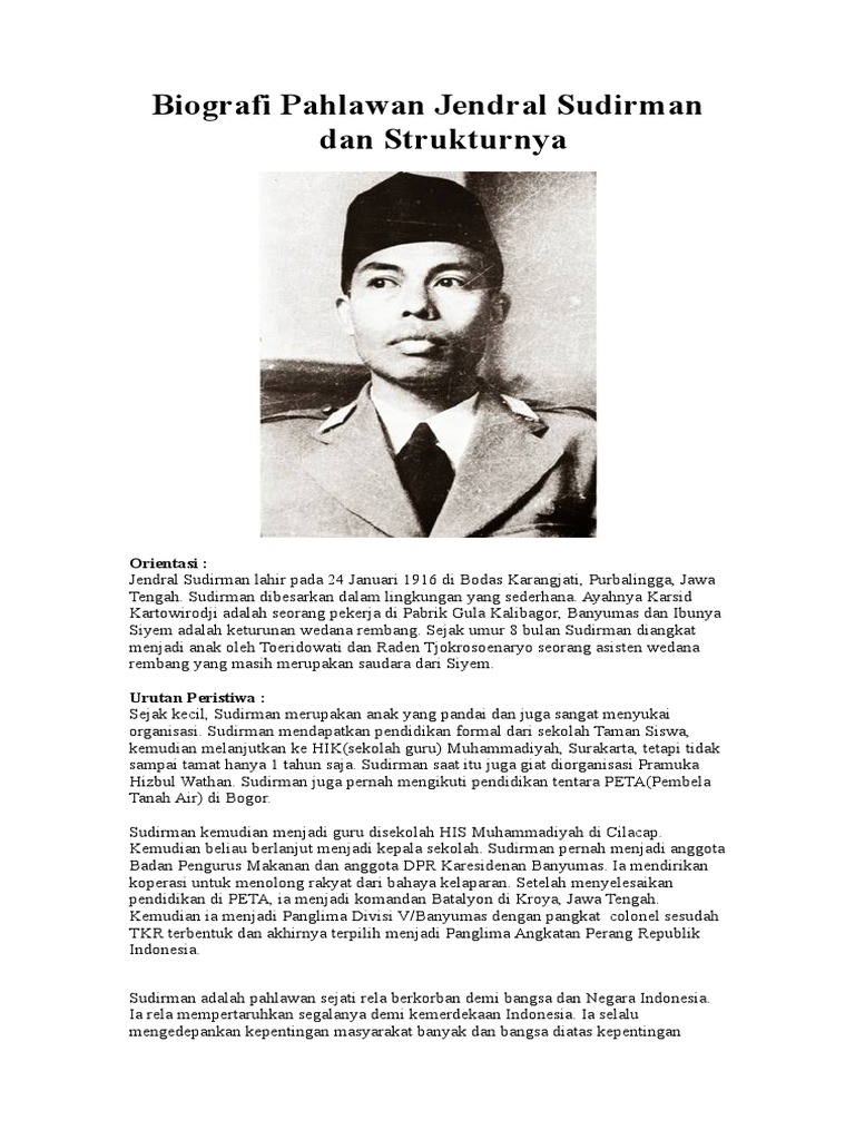 Biografi Pahlawan Jendral Sudirman Dan Strukturnya | PDF