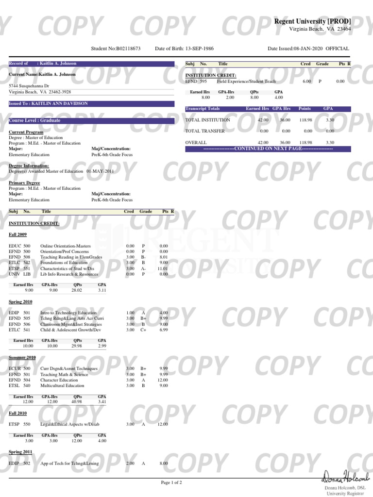 Regent University | PDF | Behavior Modification | Academia