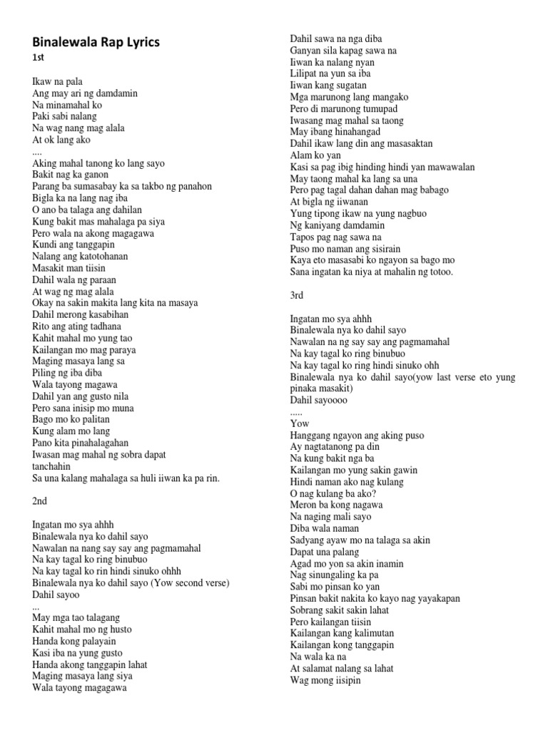 Binalewala Rap Lyrics | PDF