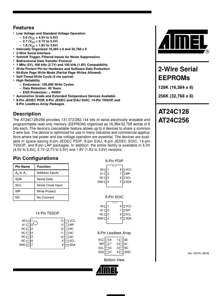 2-Wire Serial Eeproms: Features | PDF | Digital Electronics | Computer Engineering
