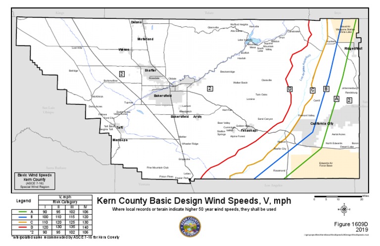 Kern County Basic Design Wind Speeds | PDF | California | Geography