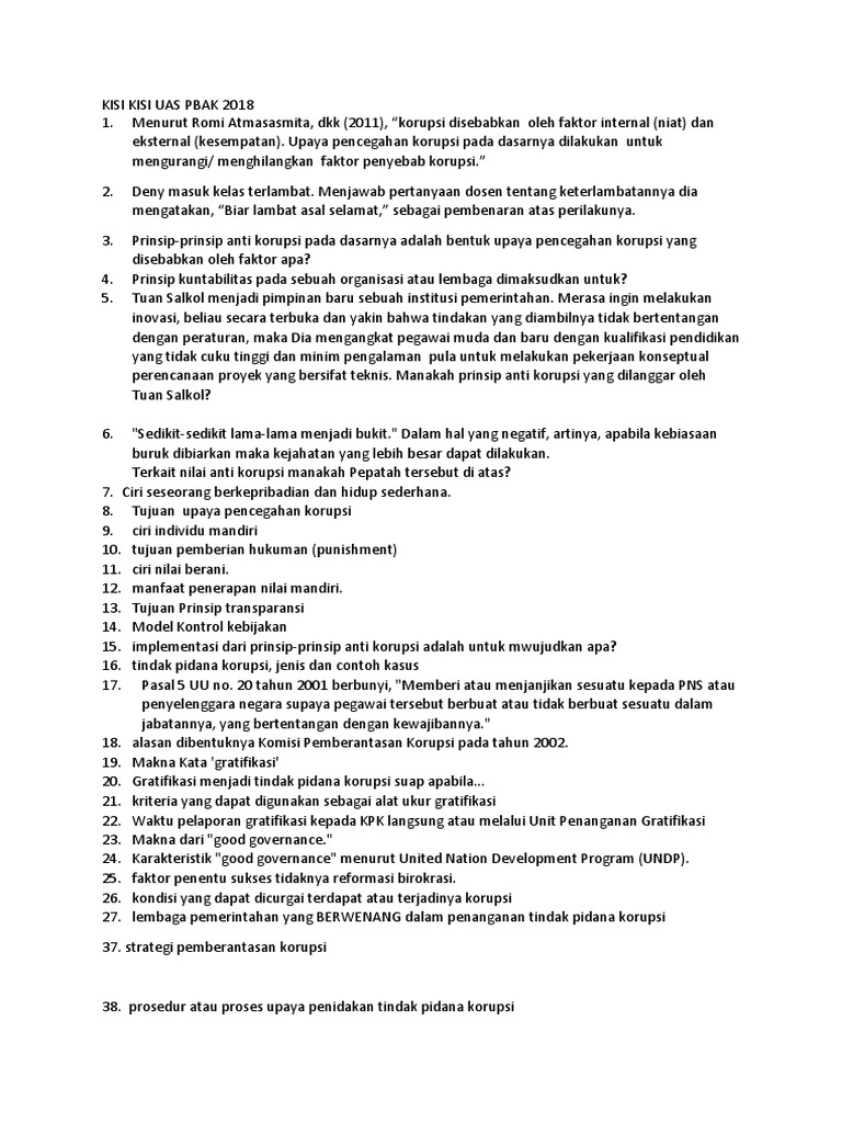 Kisi Kisi Uas Pbak 2018 | PDF | Ilmu Sosial