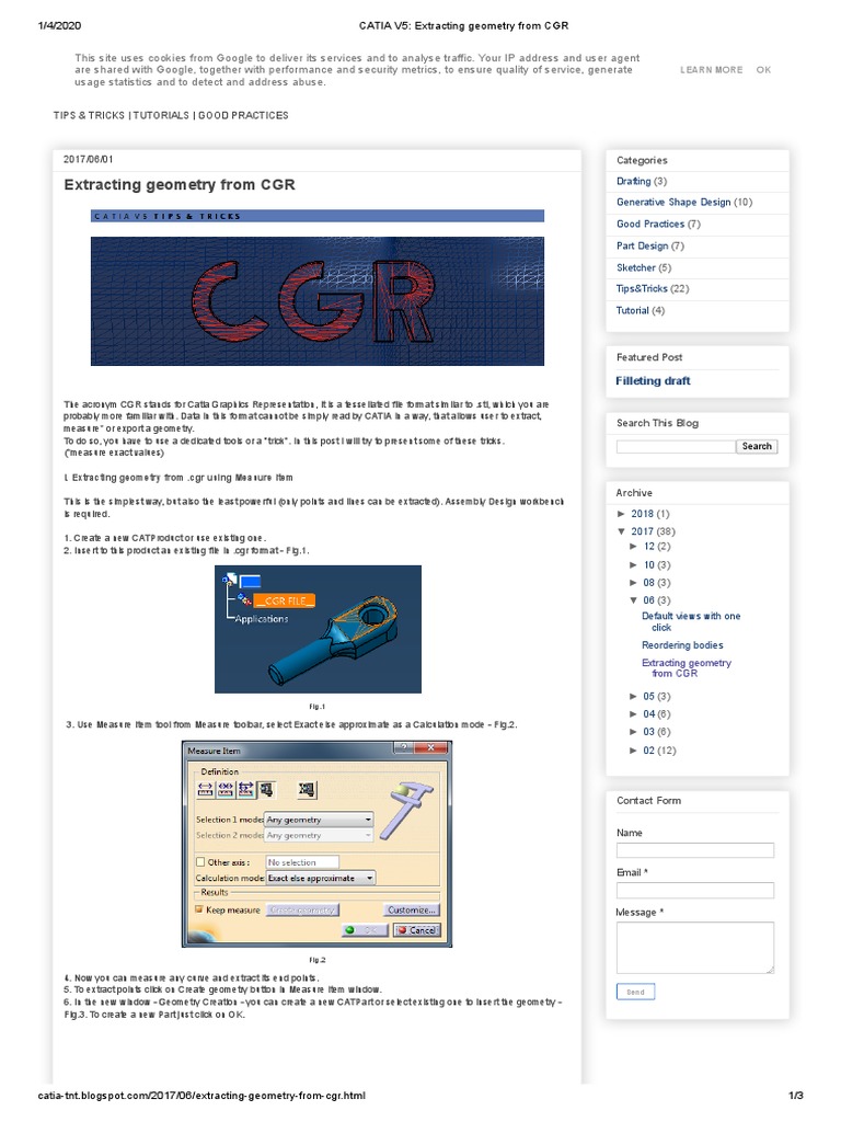 CATIA V5 - Extracting Geometry From CGR PDF | PDF | Http Cookie | Computing