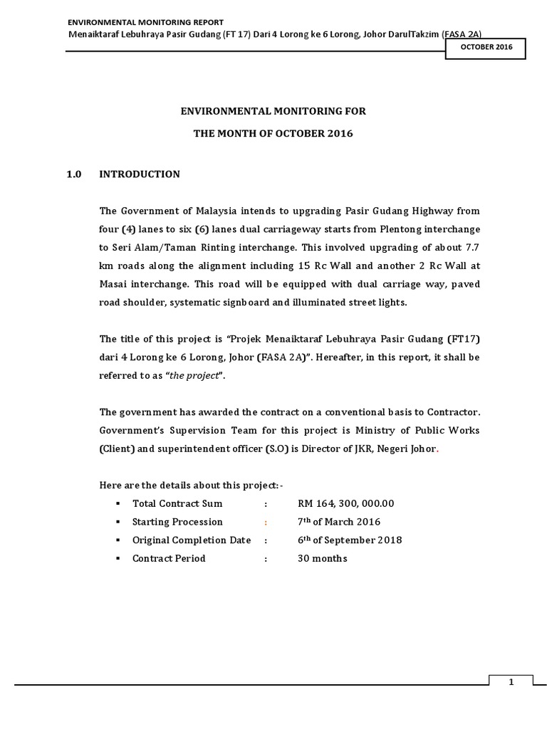 Environmental Monitoring Report-Oktober 2016 | PDF | Environmental ...