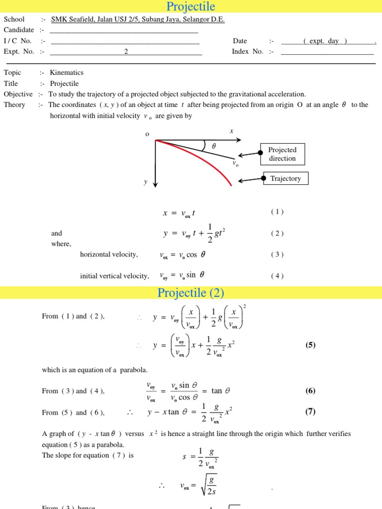 Experiment 2 Projectile | PDF | Trajectory | Applied And ...