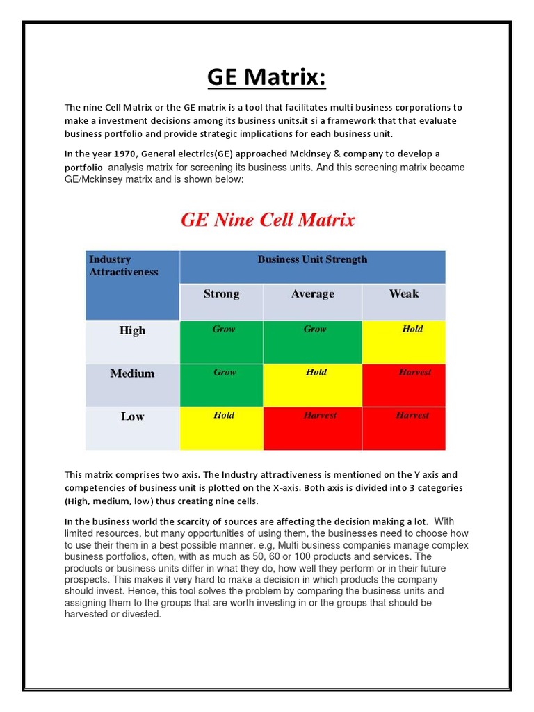 Nine Cell Matrix | PDF | Competitive Advantage | Business