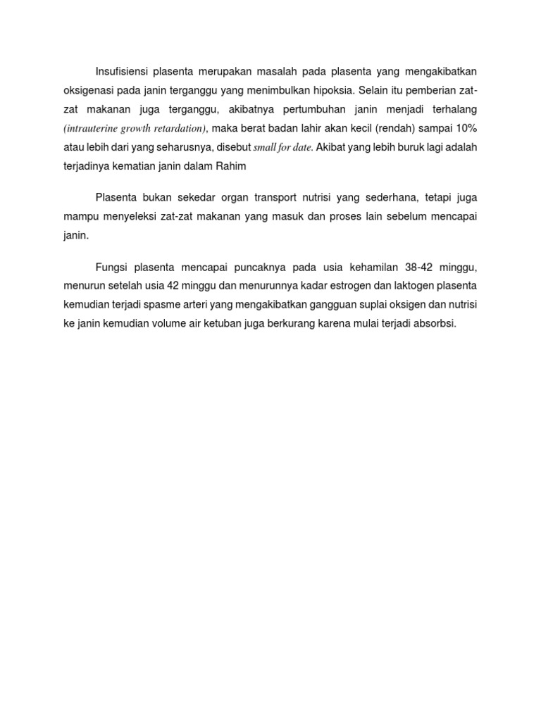 Insufisiensi Plasenta dan Dampaknya pada Janin | PDF | Kesehatan Holistik