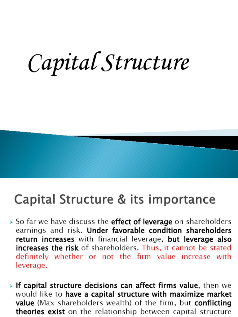 Capital Structure Theories and Impacts | PDF | Capital Structure | Cost ...