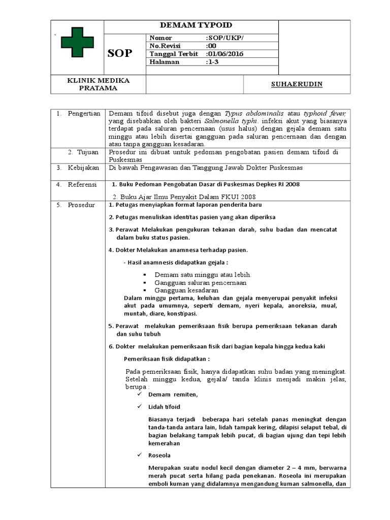 Sop Demam Typoid | PDF | Kesehatan Holistik