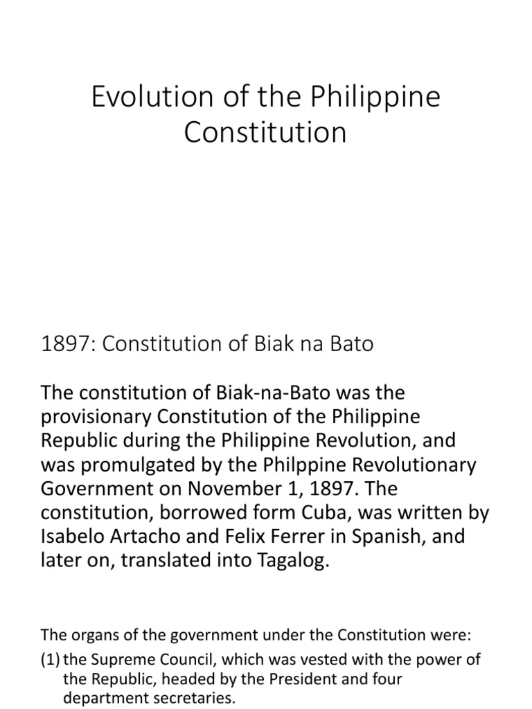 Evolution of the Philippine Constitution | PDF | President Of The ...