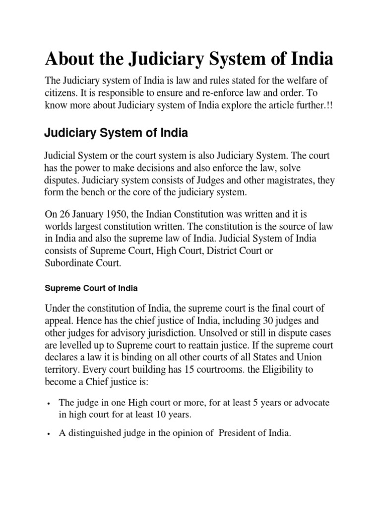 Overview of India's Judiciary System | PDF | Alternative Dispute ...