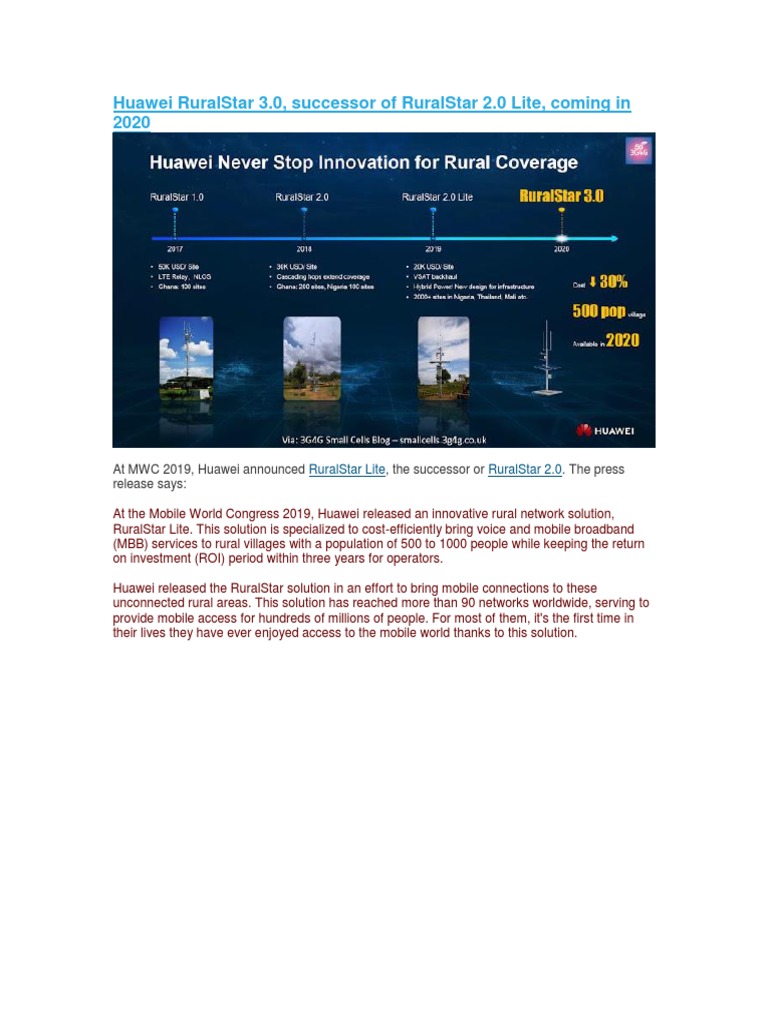 Huawei RuralStar 3.0: Rural Connectivity Solution | PDF | Lte ...