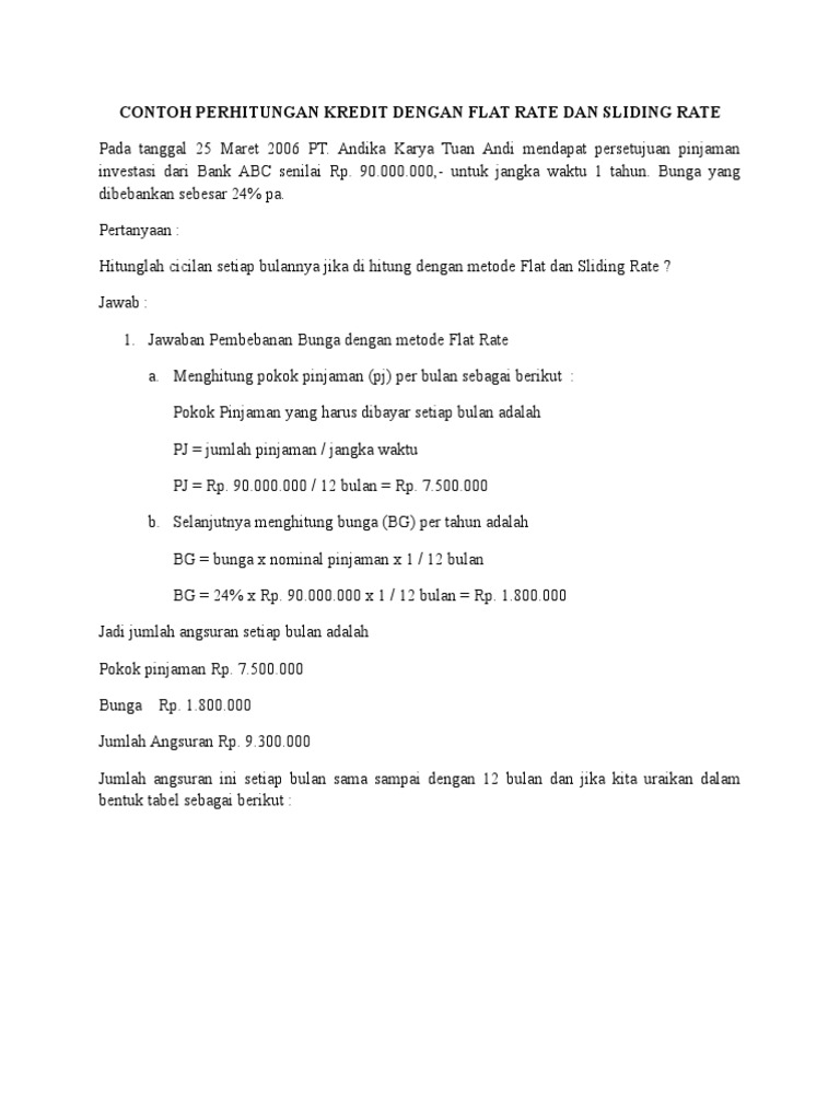 Cara Menghitung Bunga Flat Dan Sleding | PDF