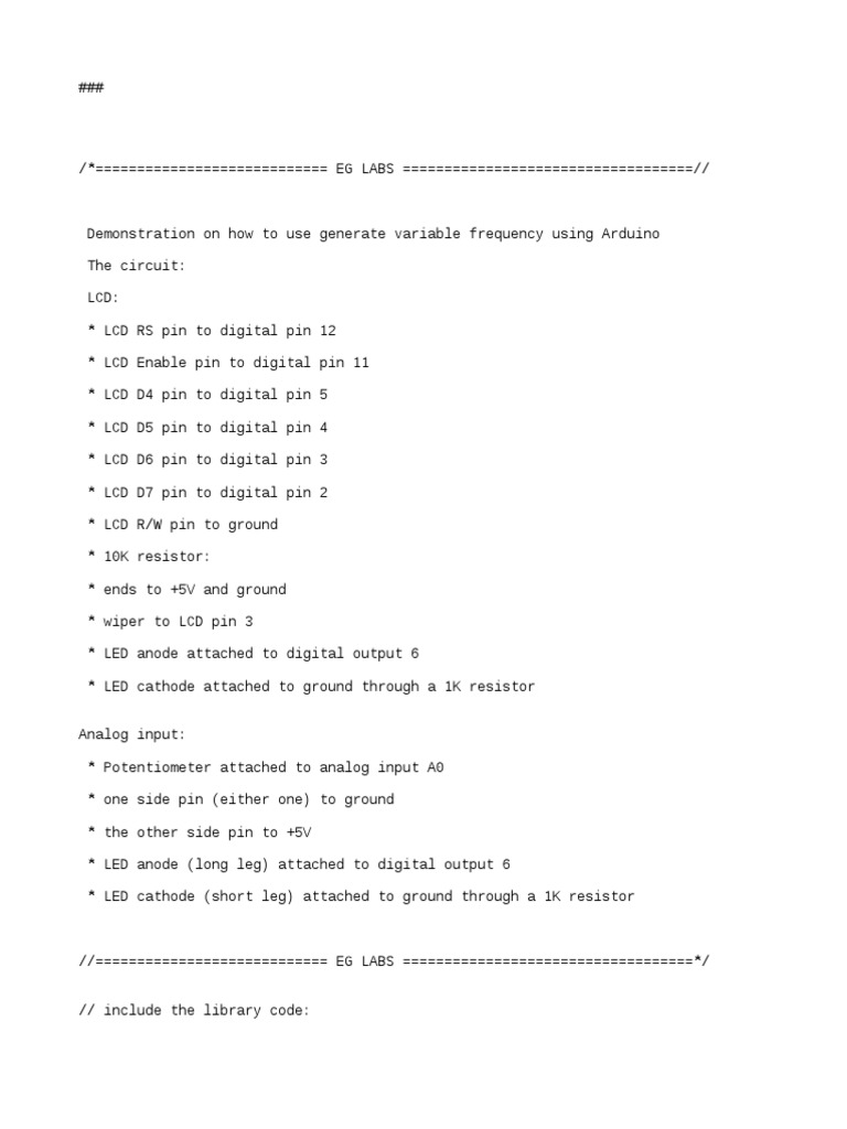 Variable Frequency Arduino Program Pdf
