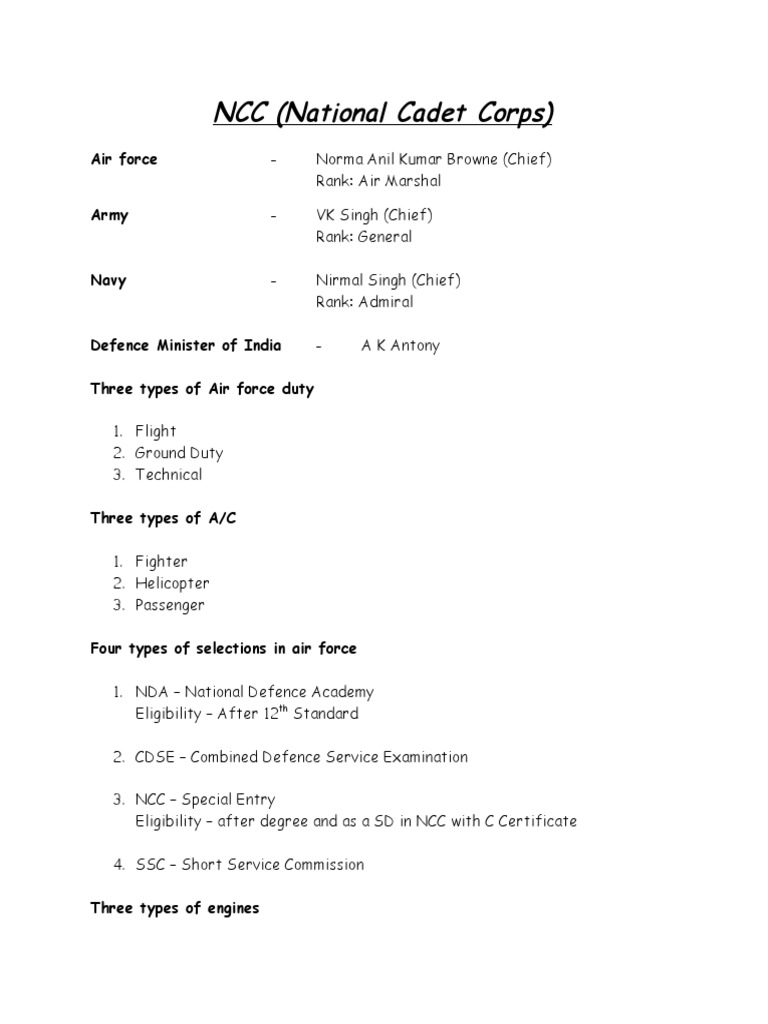 Air Force NCC-Notes | PDF | Military Rank | Defense Policy