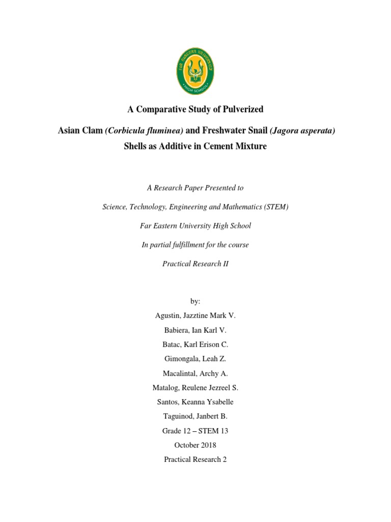A Comparative Study of Using Pulverized Asian Clam (Corbicula fluminea ...