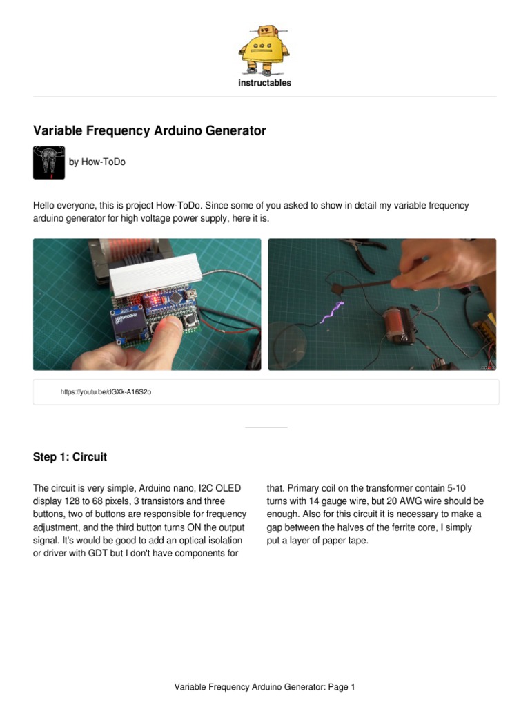 Variable Frequency Arduino Generator