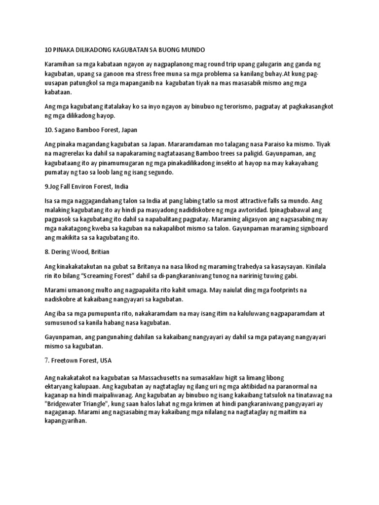 10 Pinaka Dilikadong Kagubatan Sa Buong Mundo | PDF