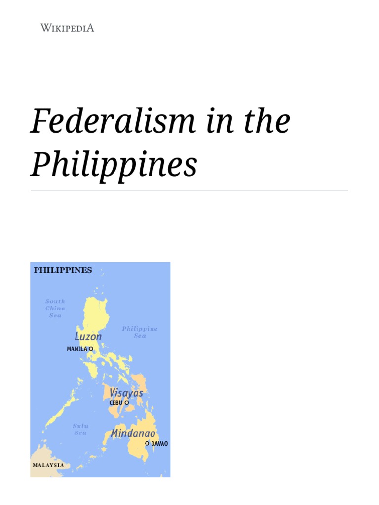 Federalism in The Philippines - Wikipedia | PDF | Social Institutions ...