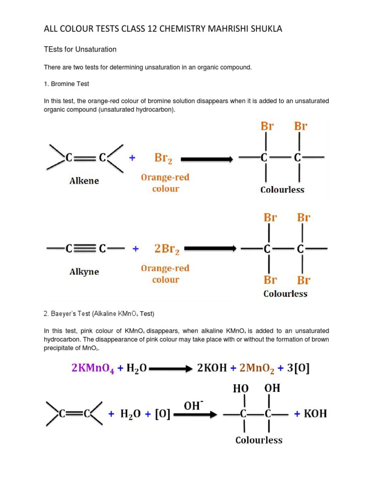 TEsts For Unsaturation | PDF | Amine | Aldehyde