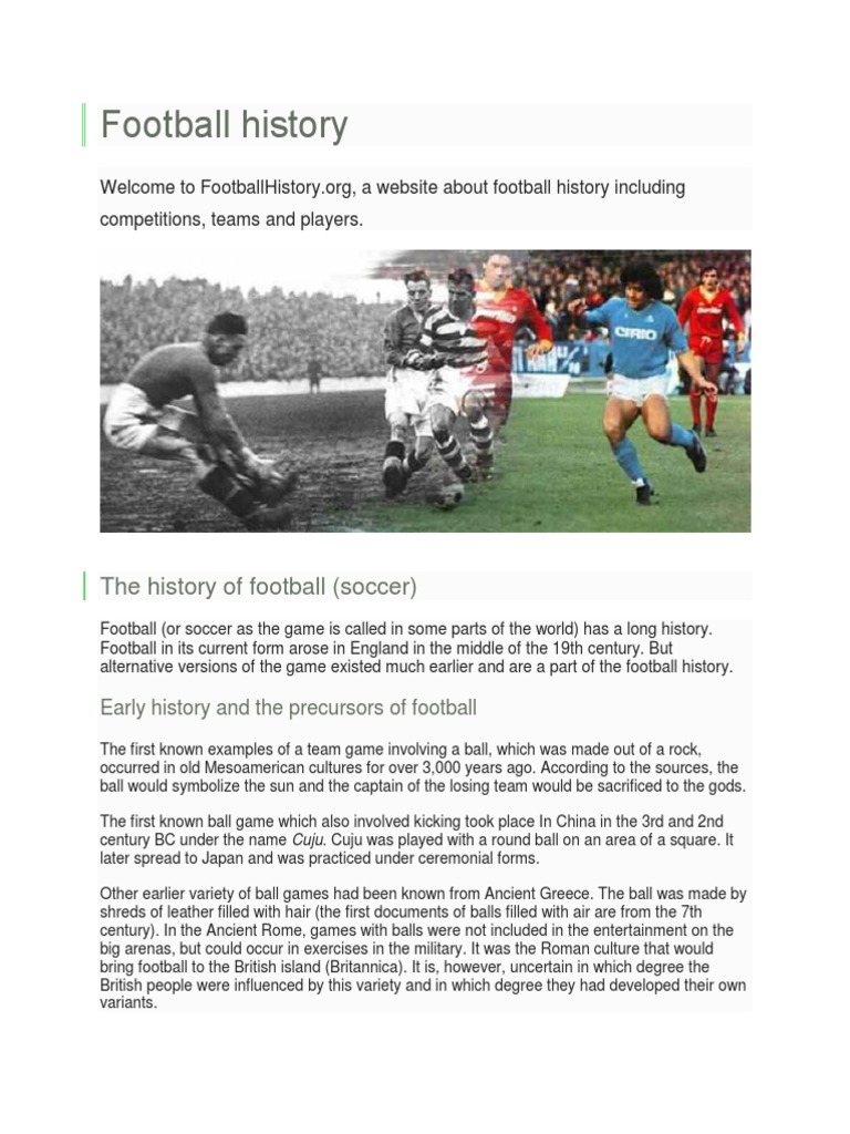 The history of football (soccer) from ancient origins to modern game ...