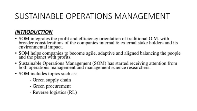 Sustainable Operations Management Overview | PDF