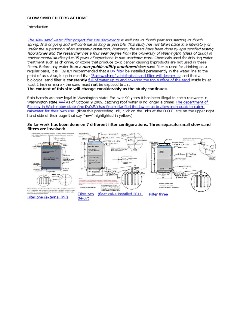 Slow Sand Filters at Home | PDF | Filtration | Water Purification