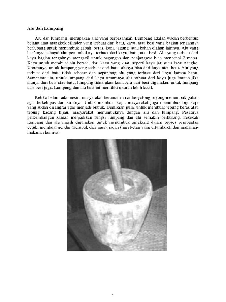 Alu Dan Lumpang | PDF