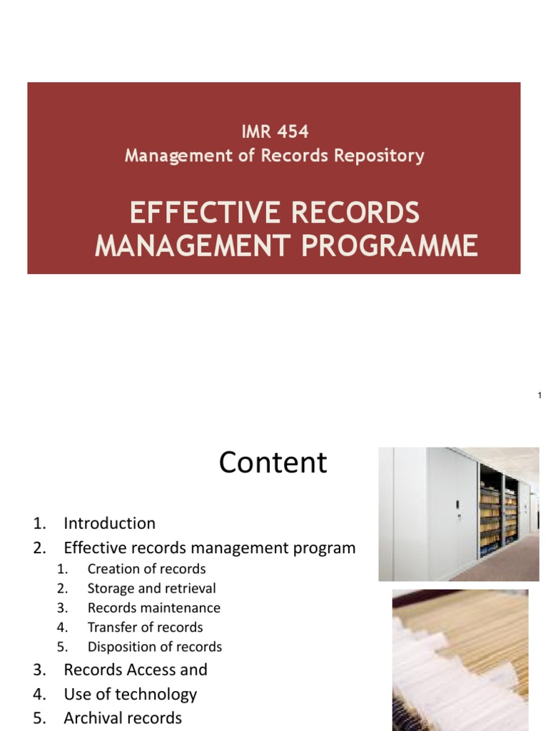 IMR 454 Chapter 4 | PDF | Records Management | Government Information